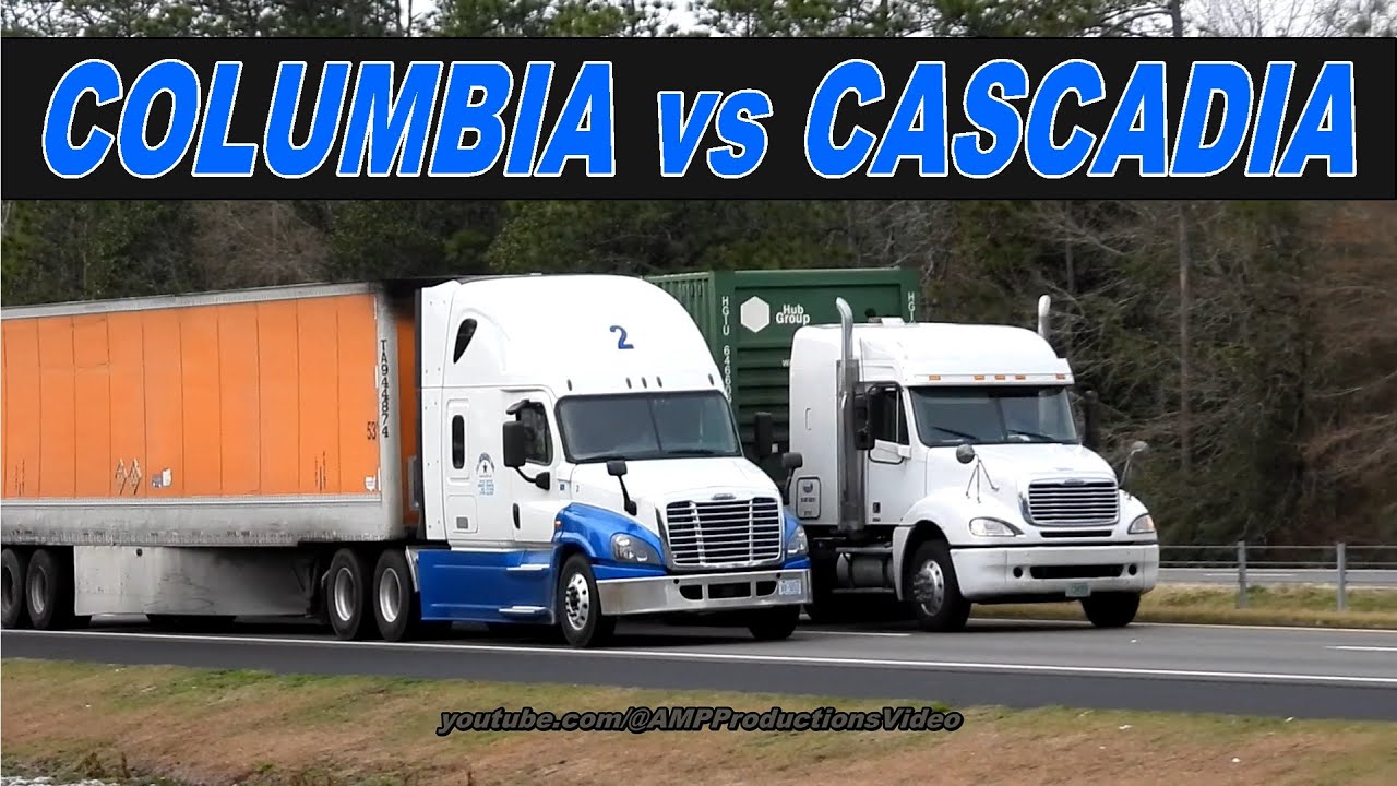 Truckspotting Freightliner Columbia vs Cascadia 2825 - YouTube