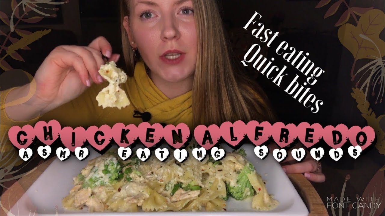 Chicken Alfredo ~ ASMR Relaxing Eating Sounds Mukbang (fast Eating ...