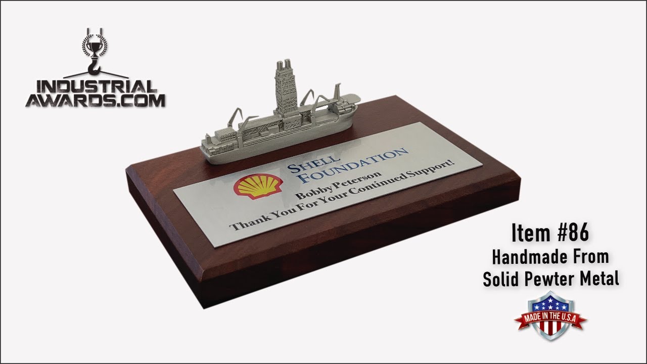 Offshore oilfield oil and gas drill ship award trophy plaque gift model ...