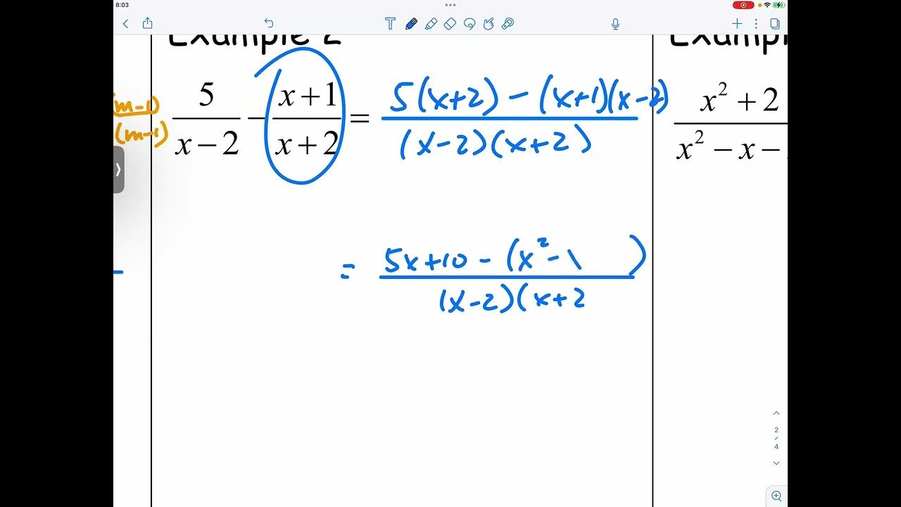[Alg2] Subtracting Rational Expressions with Different Denominators - YouTube
