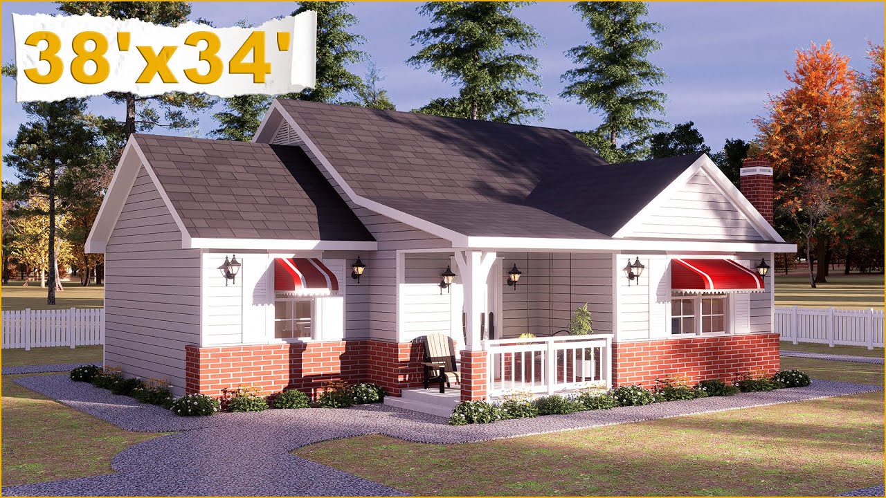 Stunning 2 Bedroom Cottage House 38'x34'(12x10m)!! Explore The Gorgeous Interior With a Floor ...