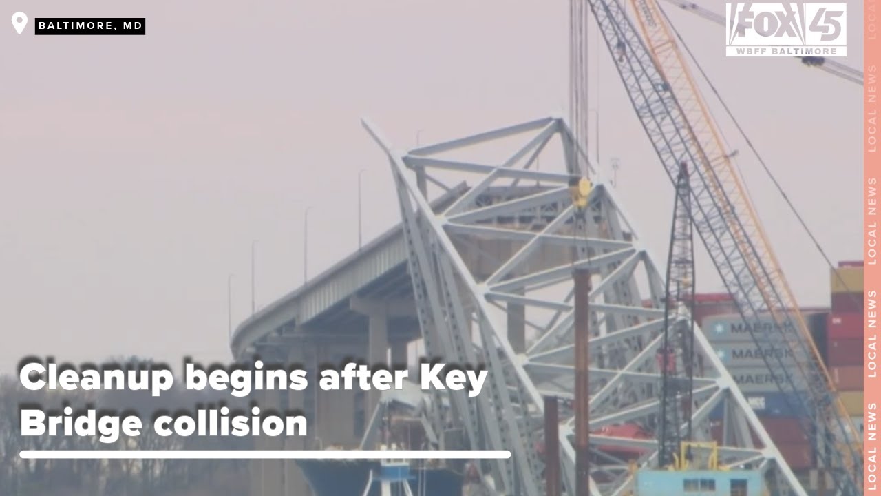 Cleanup begins after Key Bridge collision - YouTube