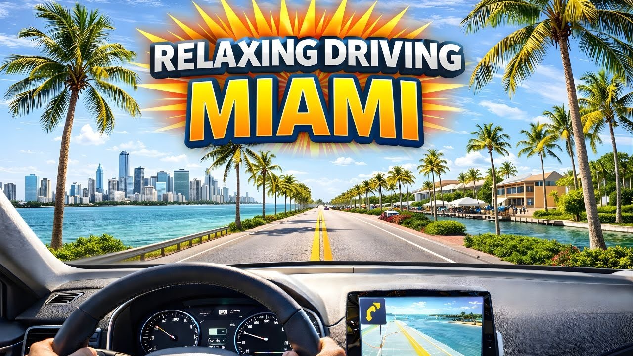 Miami Florida Driving Tour 4K | Relaxing Palm Tree Streets, Coastal ...