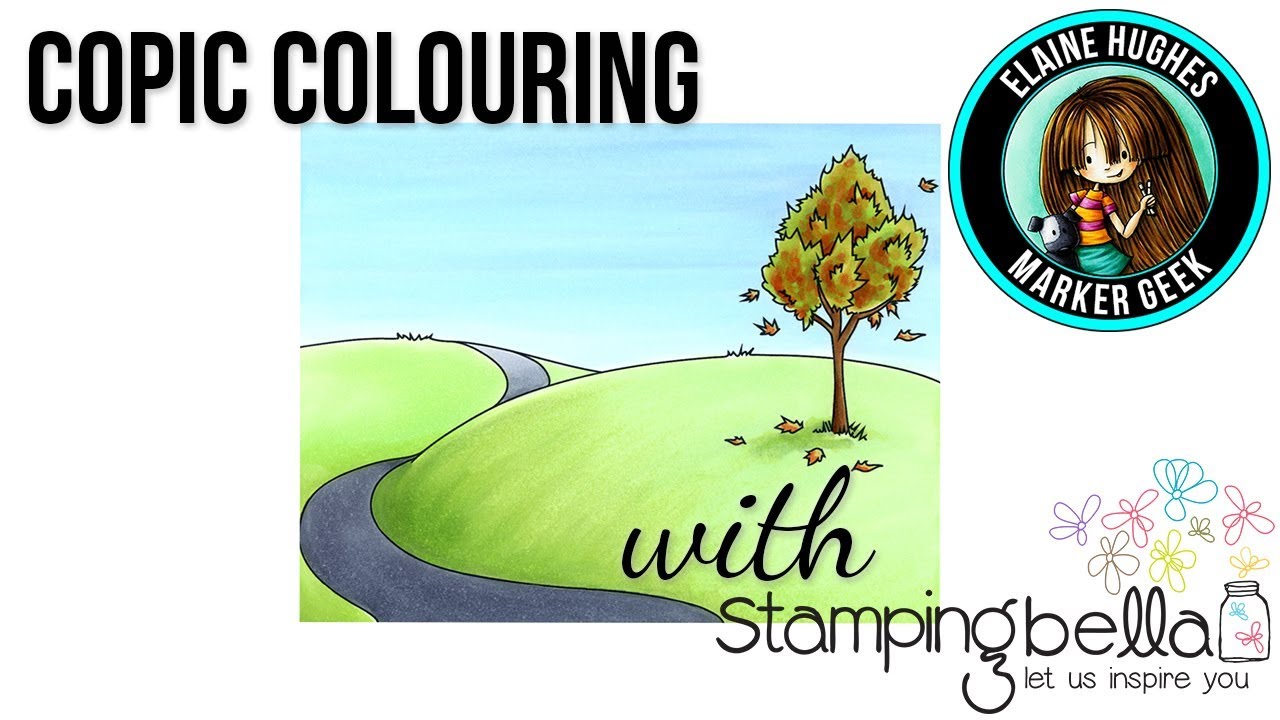 Copic Colouring Stamping Bella 2017: Fall Backdrop stamp - YouTube