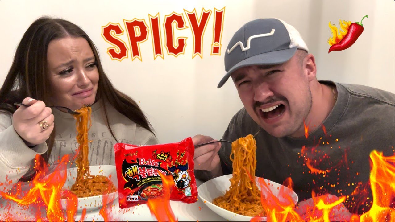EXTREME Spicy Fire Noodle Challenge!!!! (2X NUCLEAR FIRE NOODLES) - YouTube