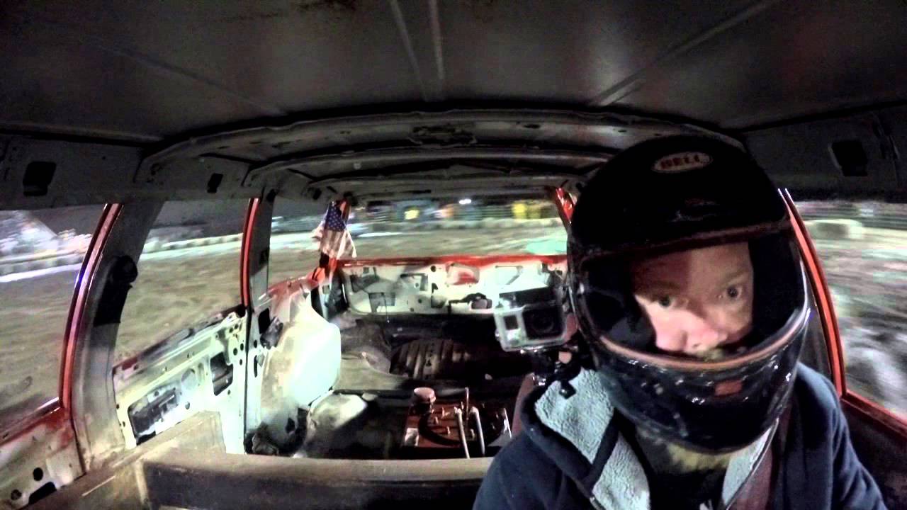 Demolition Derby 4 Cylinder Class - 1st place - Helmet Cam - YouTube