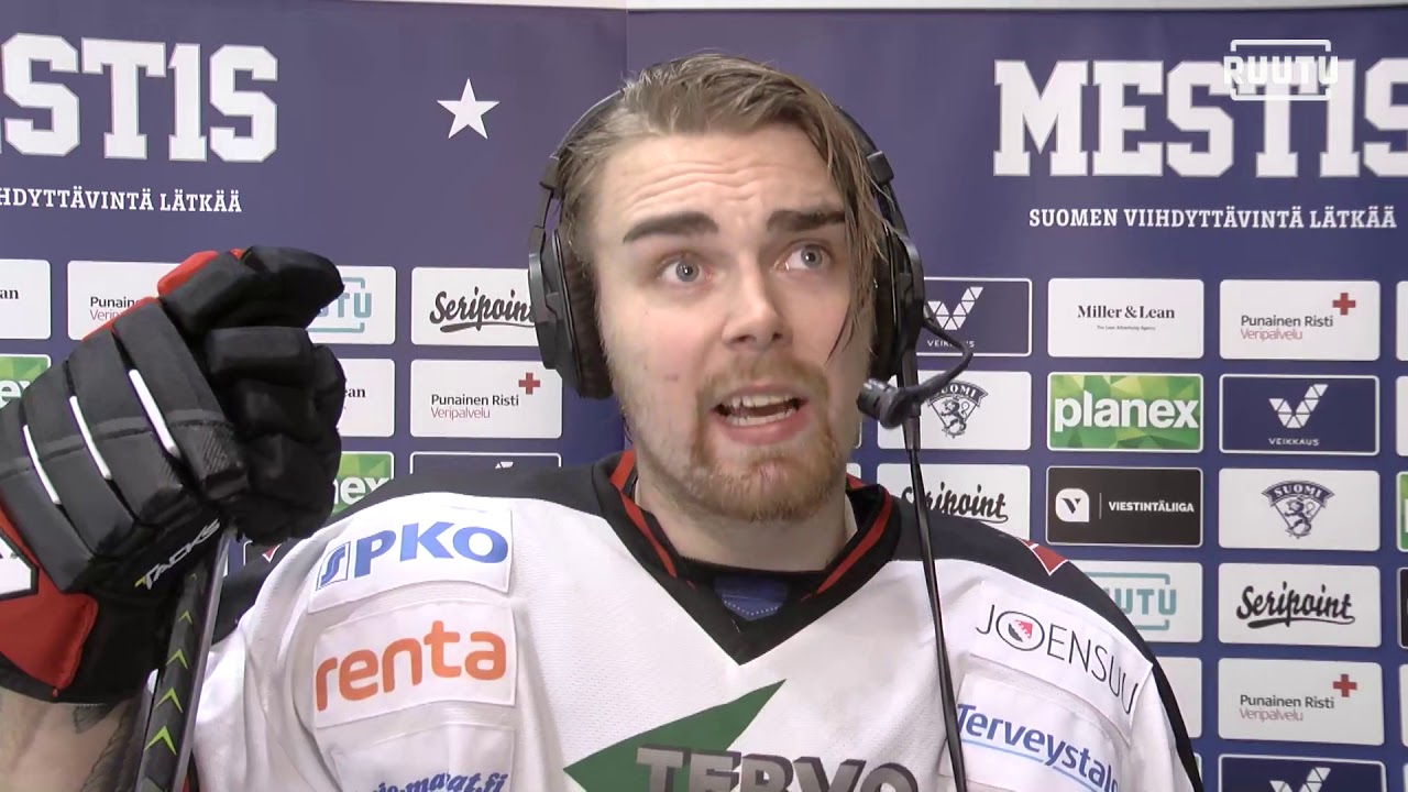 Jokipoikien Lassi Raitanen voitokkaan Peliitat-matsin jälkeen - YouTube