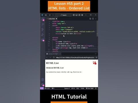 HTML Tutorial - Lesson 55: HTML Lists - Ordered List Part 2 #shorts - YouTube