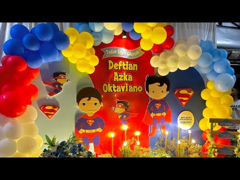 DIY BACKDROP DEKORASI TEDAK SITEN TEMA SUPERMAN TERBARU #dekorasi # ...