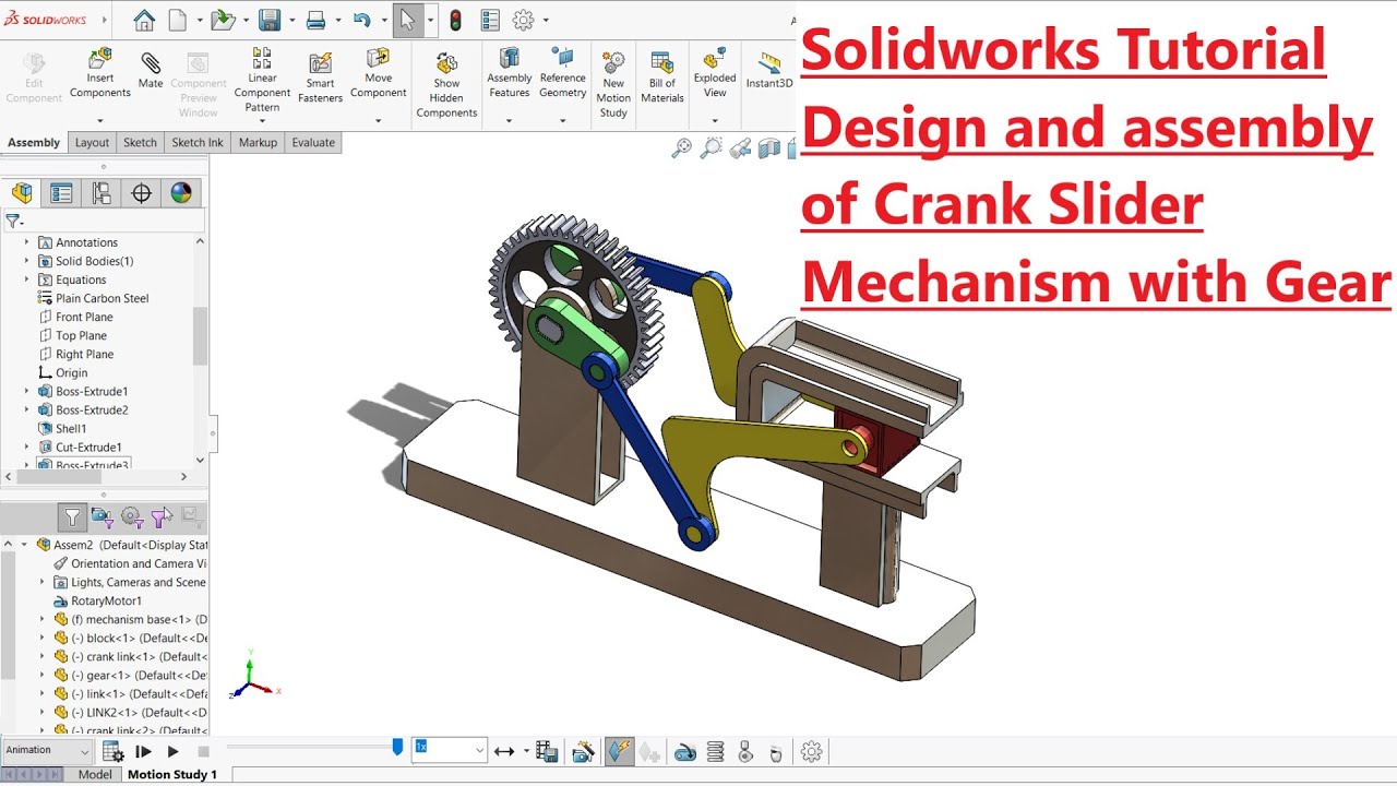 Crank Slider Mechanism: A SolidWorks Tutorial - YouTube