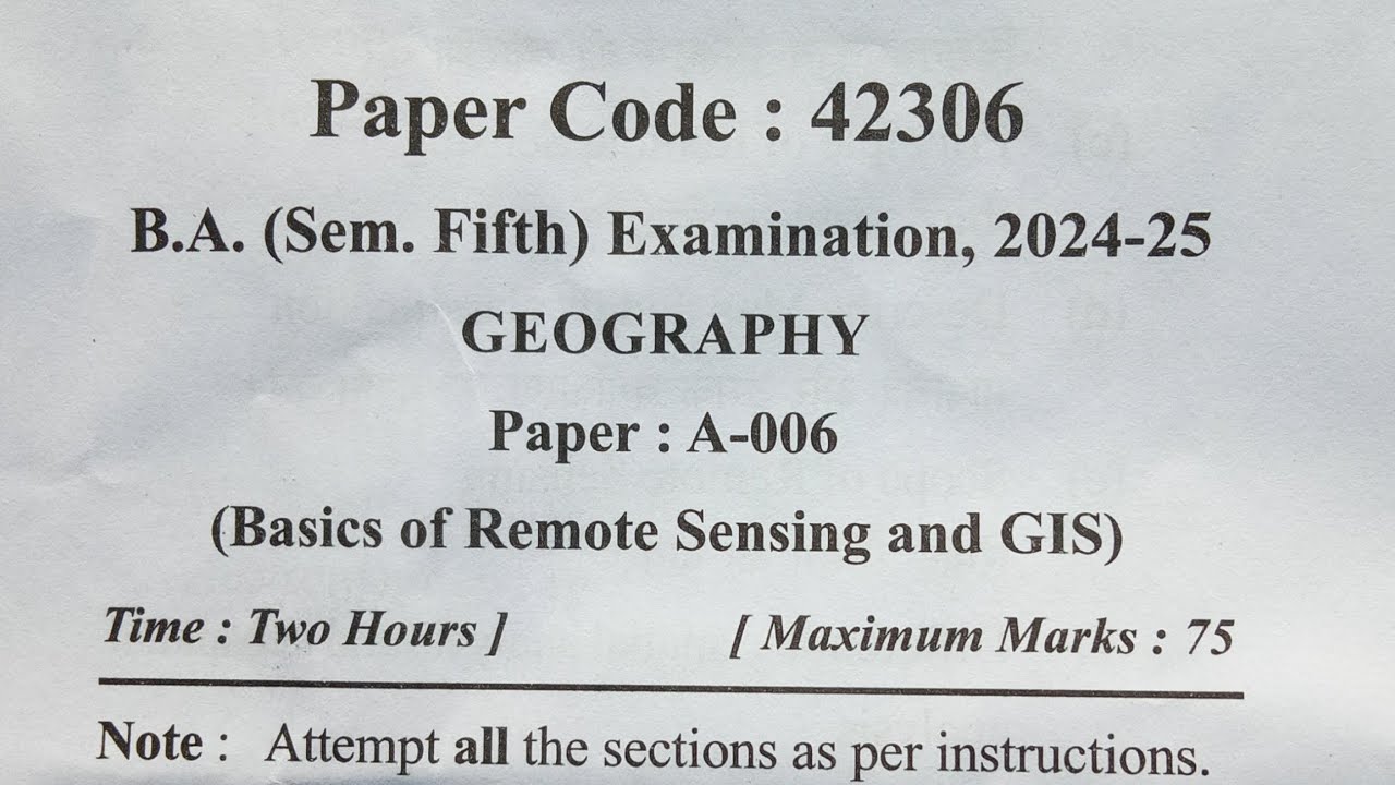 B.A.5th Semester GEOGRAPHY(Basics of Remote Sensing and GIS) 2nd Paper ...