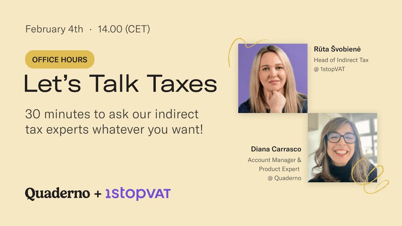 Sales Tax Q&A - Office Hours by Quaderno x 1stopVAT - YouTube