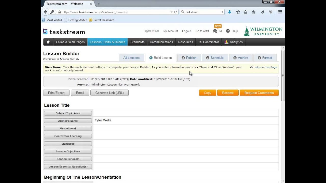 Lesson Builder in Taskstream - YouTube