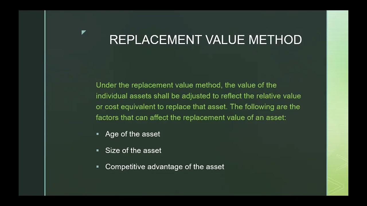 REPLACEMENT VALUE METHOD - YouTube