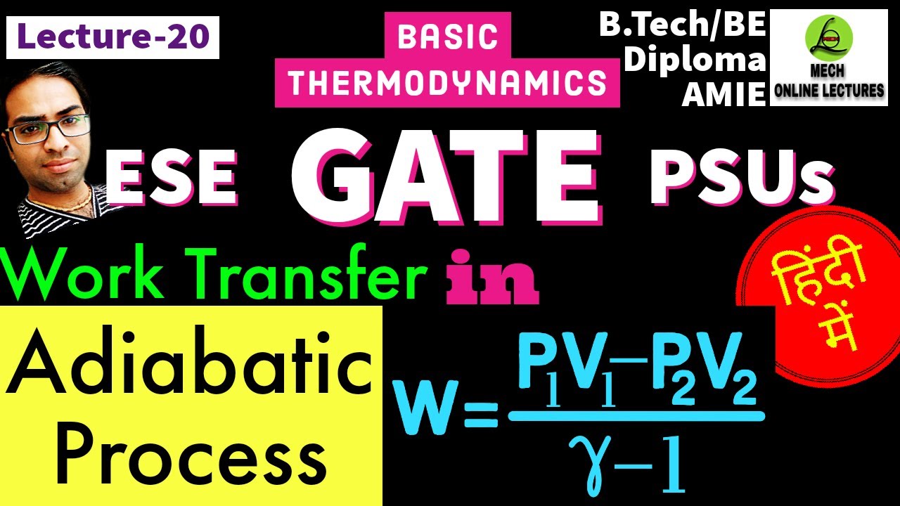 Adiabatic Process | Non flow work transfer | Thermodynamics | GATE ...