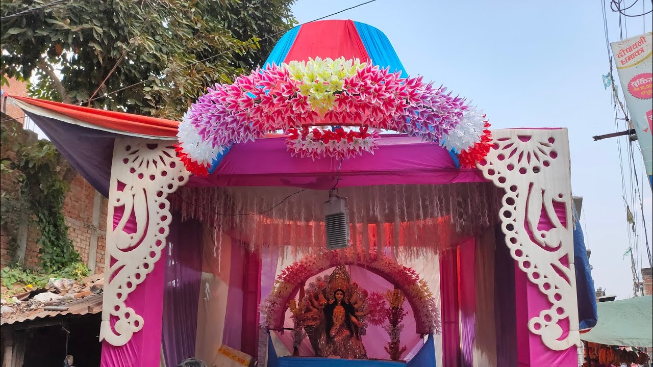 Flower decoration Mata ji ka bada pandal decoration Noor bhai 10 and 12 ...