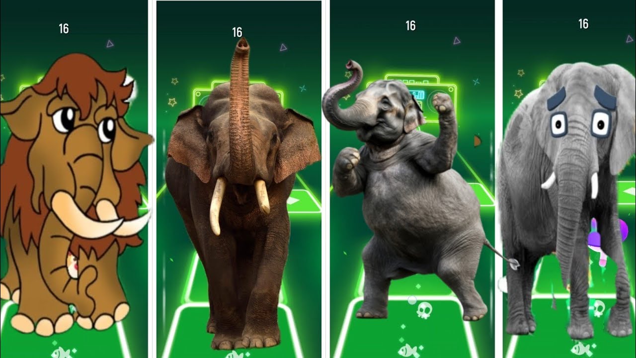 Tiles Hop - Mammoth🆚 Elephant 🆚 Funny Mammoth 🆚 Funny Elephant 🎶 Tiles ...