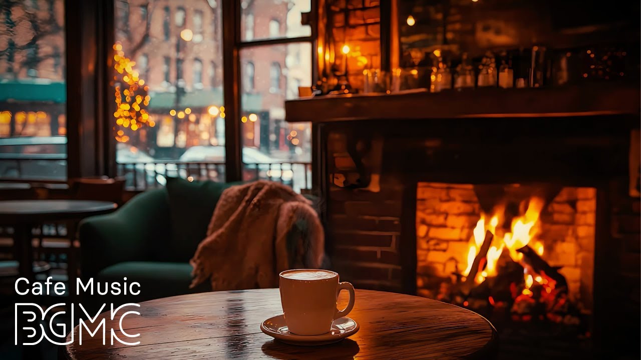 Cozy Fireplace Jazz 🔥 4K Winter Coffee Shop Ambience - YouTube
