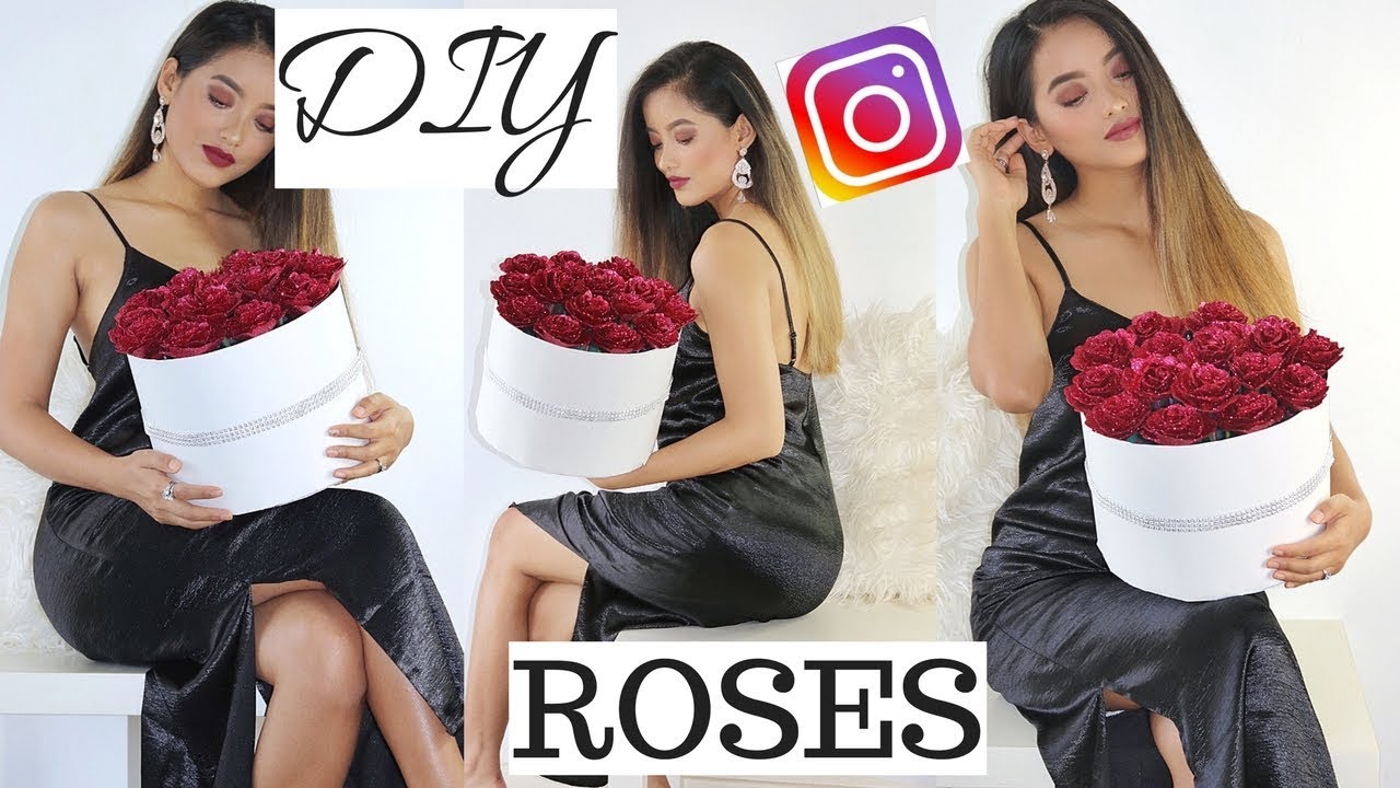 DIY Instagram Glitter Roses with Paper - YouTube