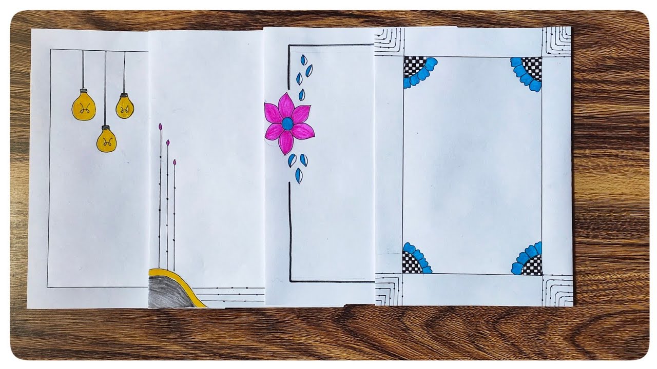 4 Project work designs/Simple border design for project/File decoration ...