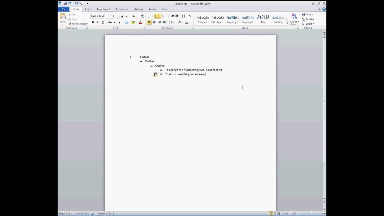 Microsoft Word 2010: How to edit Outlining/Numbering Style - YouTube