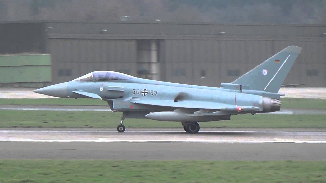 Takeoff German Air Force Eurofighter Typhoon at Wittmund - YouTube
