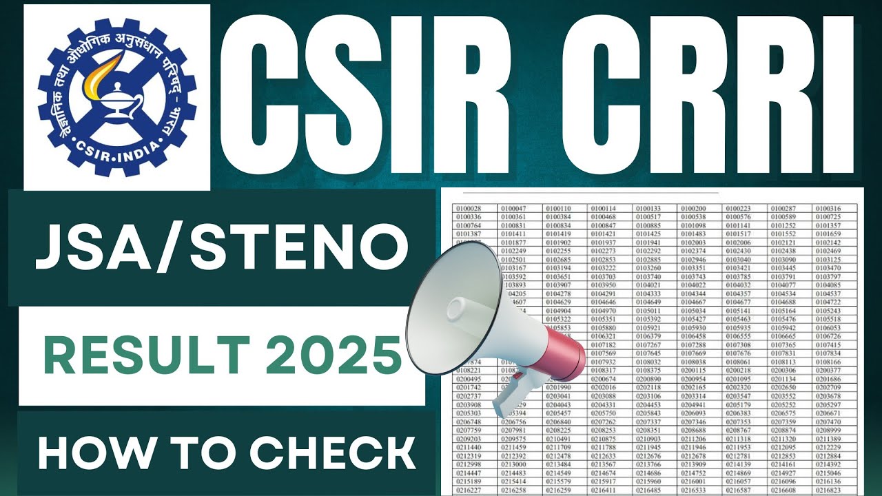 csir crri result 2025 | csir jsa result 2025 | csir stenographer result ...