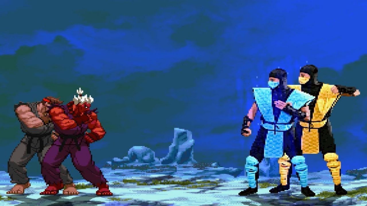 Shin Akuma and Evil Ryu vs Sub-Zero and Scorpion HD [60fps] - YouTube