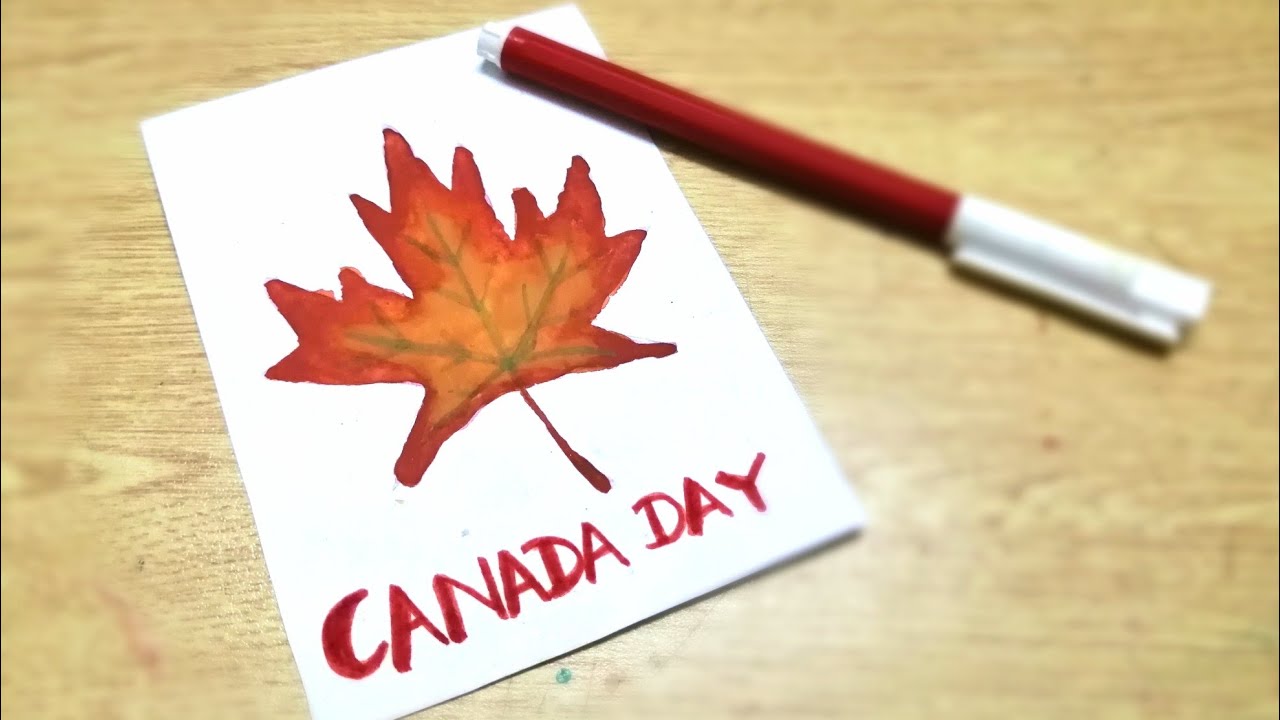 DIY Canada day card, 1 July |Painting Maple leaf|Using poster paints ...