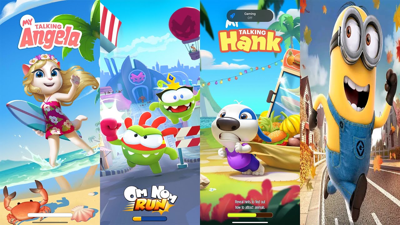 My Talking Hank VS My Talking Angela | Minion Rush vs om nom run iPad ...