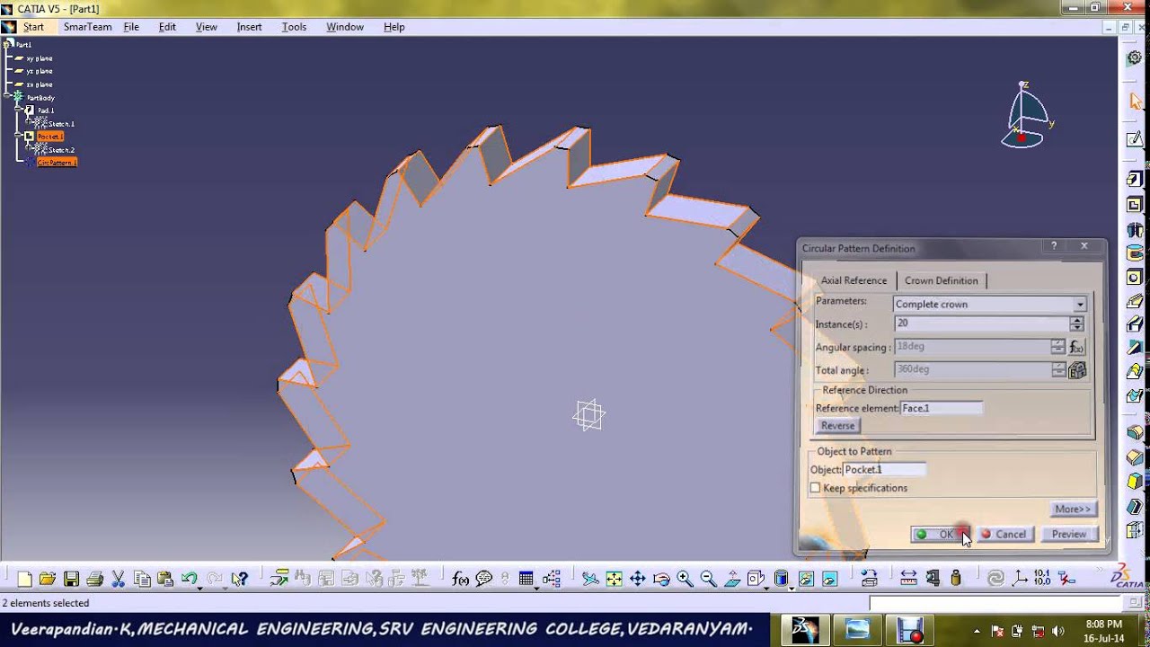 RATCHET WHEEL DIAGRAM BY CATIA v5 - YouTube