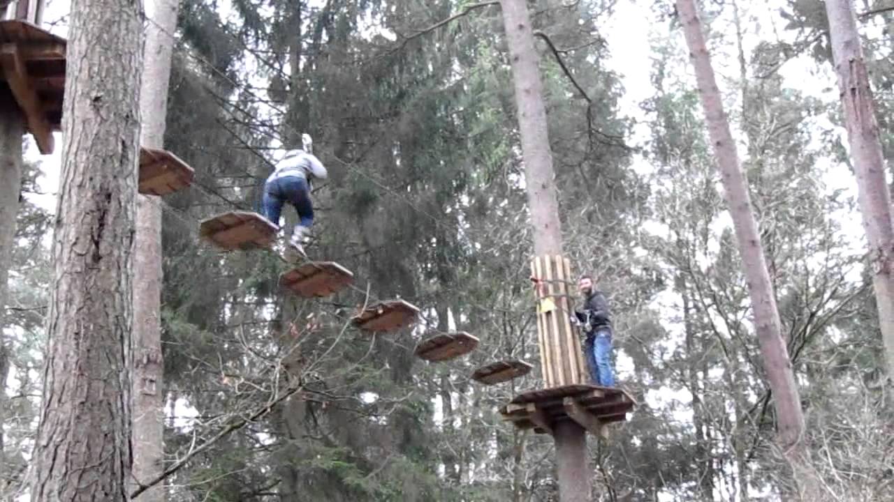 Go Ape Hopping over floating stepping stones - YouTube