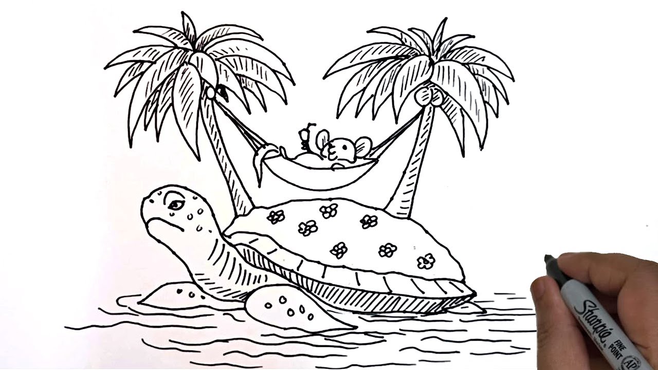 Creative Art Drawing 18. Funny Turtle Drawing. Abstract Drawing. - YouTube