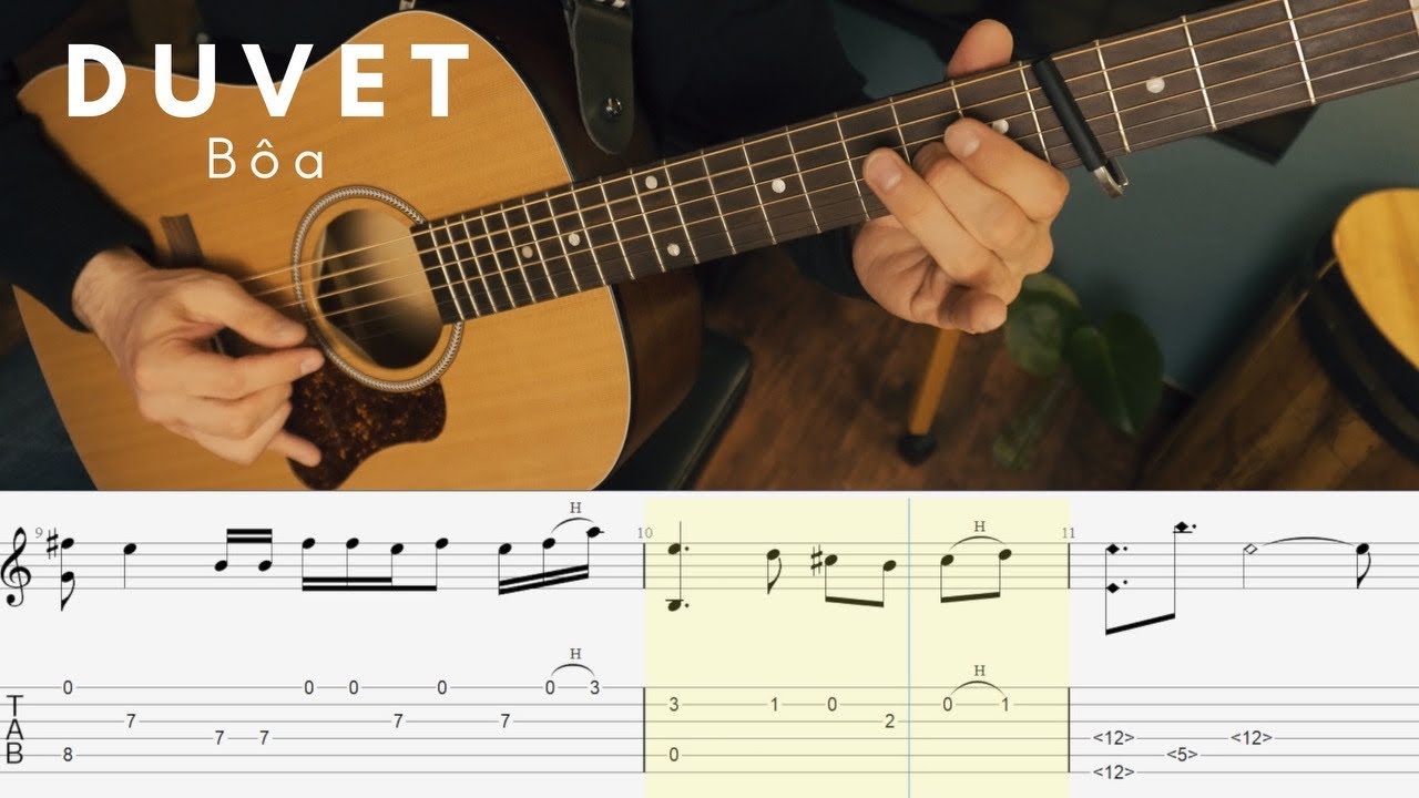 Duvet - Bôa - Guitar Tab || Acoustic Fingerstyle and Solo - YouTube