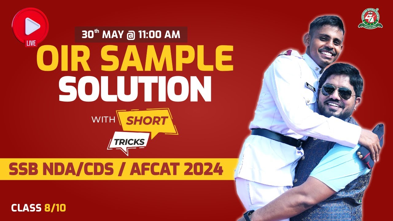 OIR Sample Paper Solution👉09 with Short Tricks "LIVE" Class🔥for SSB NDA ...