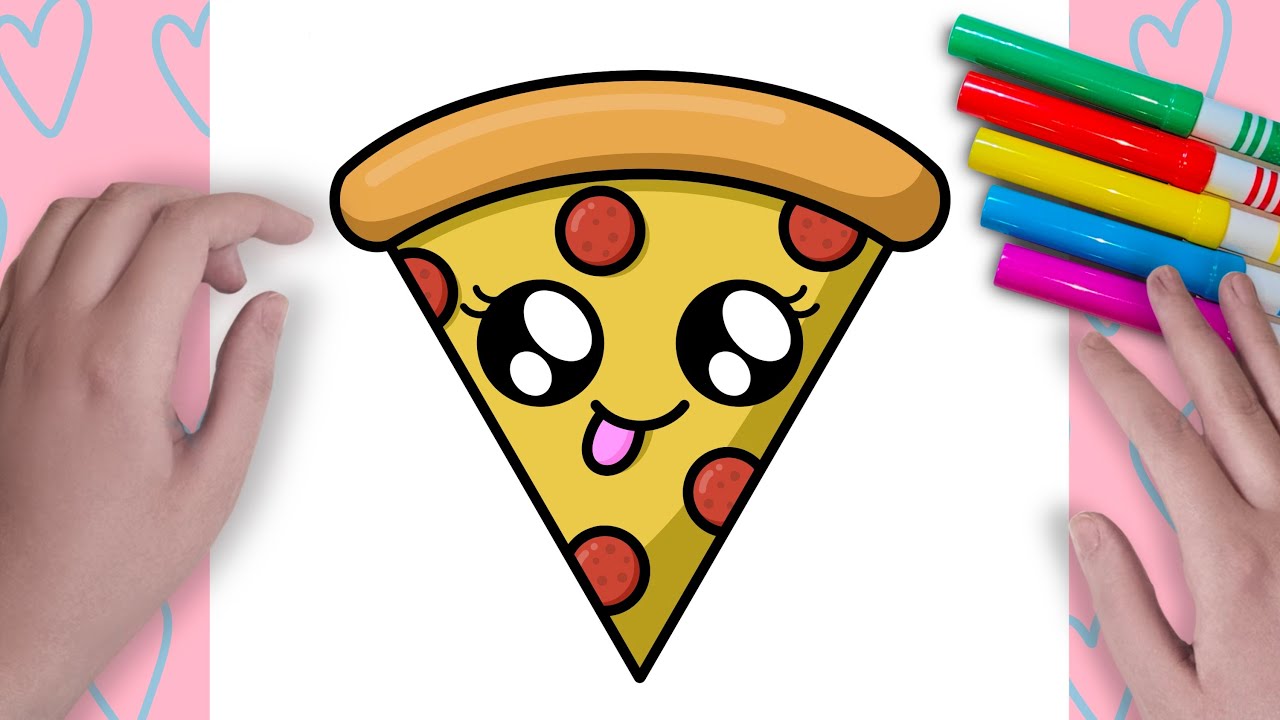 How To Draw A Cute Kawaii Pizza - YouTube