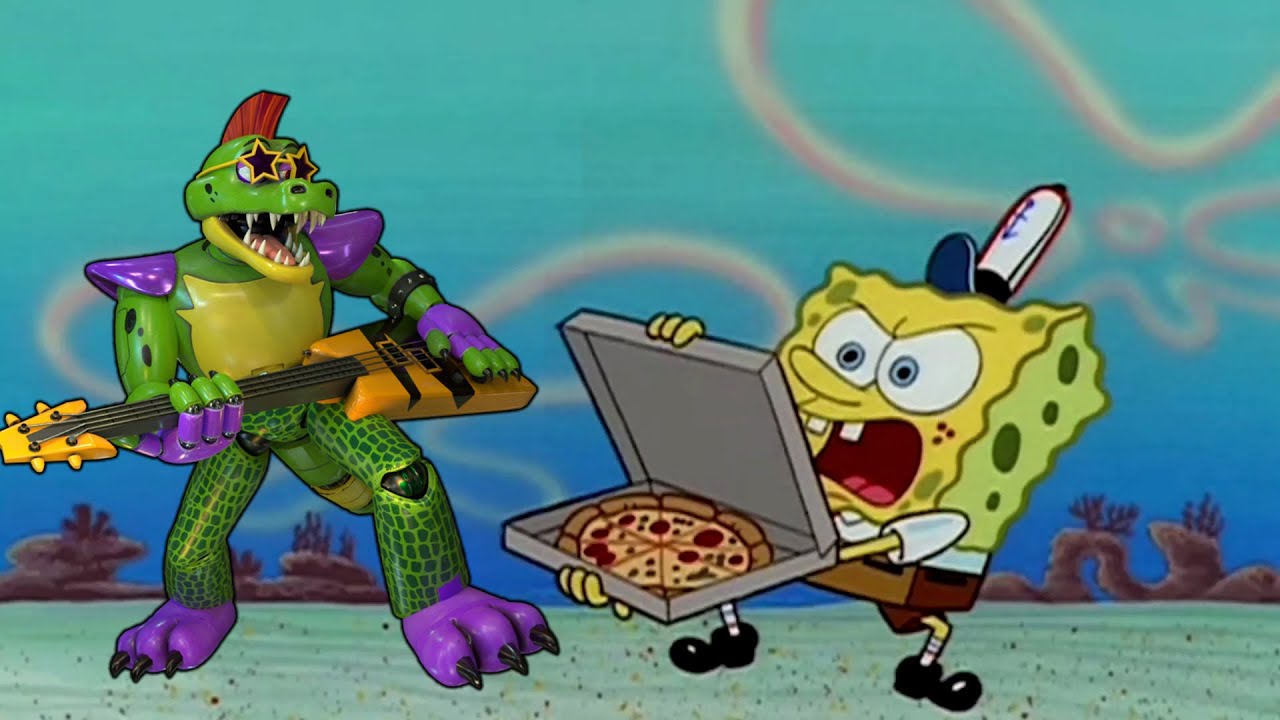 FNAF Montgomery Gator trying to get a pizza from Spongebob - YouTube
