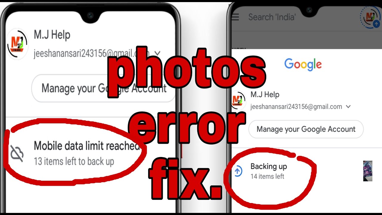 Google photos upload error fix||google photos error fix||mj help ...