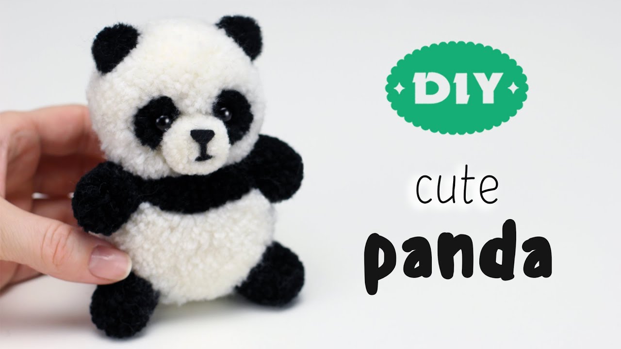 🐼 Diy Cute Panda Yarn Pom Pom 🧶 How to make Panda out of Yarn 🐼 - YouTube