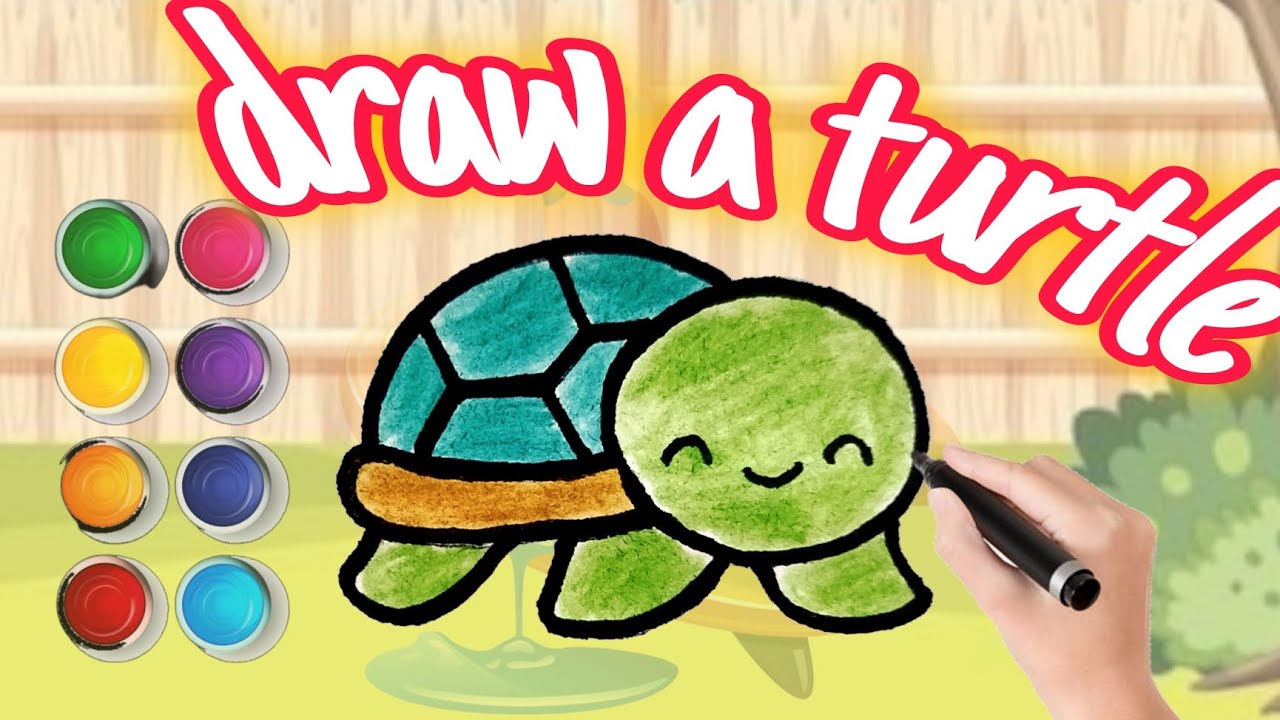 HOW TO DRAW A HAPPY TURTLE STEP BY STEP (@easypaintingcenter) - YouTube