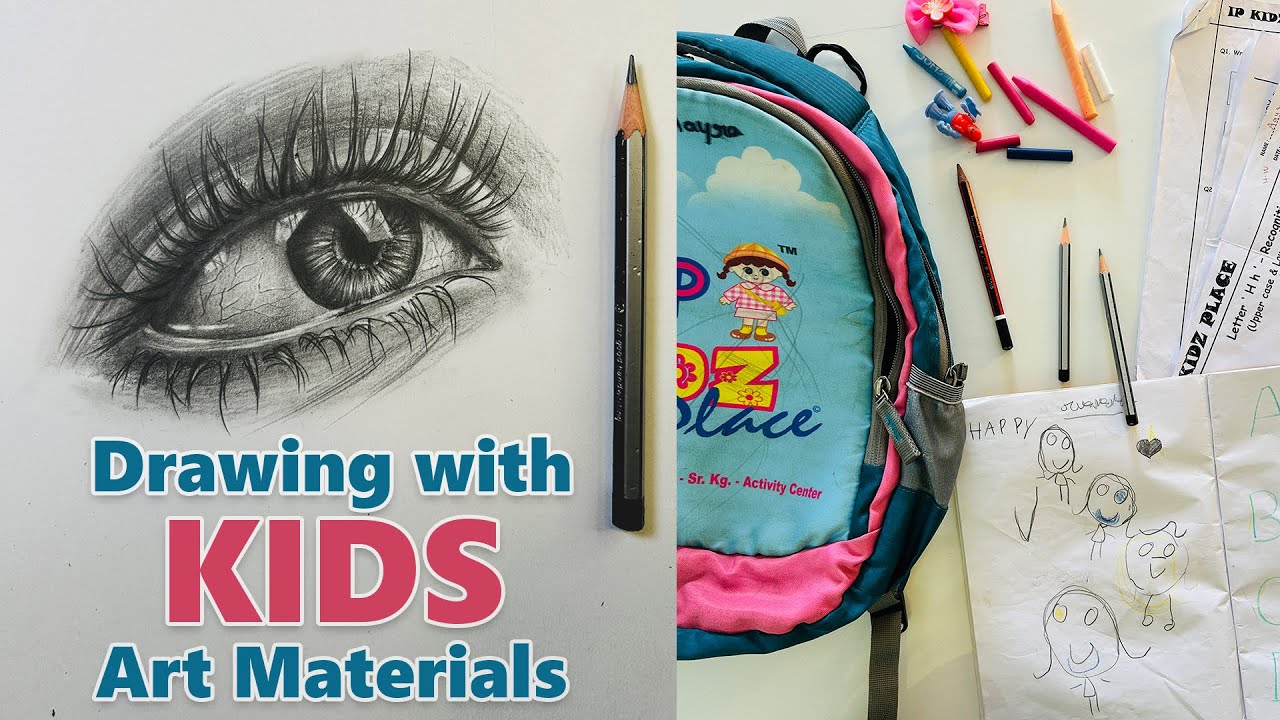 Realistic Drawing with Kids Art Materials | Drawing for Beginners # ...