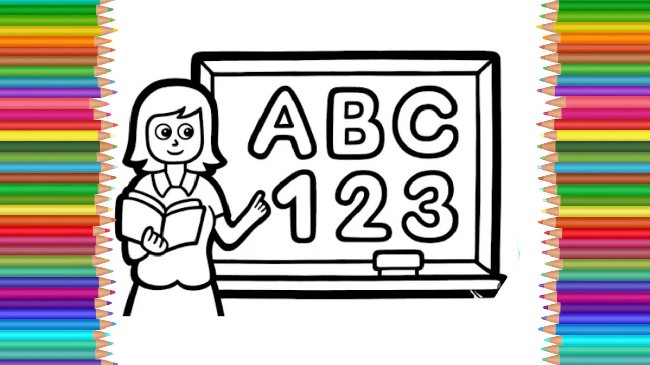 easy drawing and coloring for toddlers | drawing kind teacher for kids ...