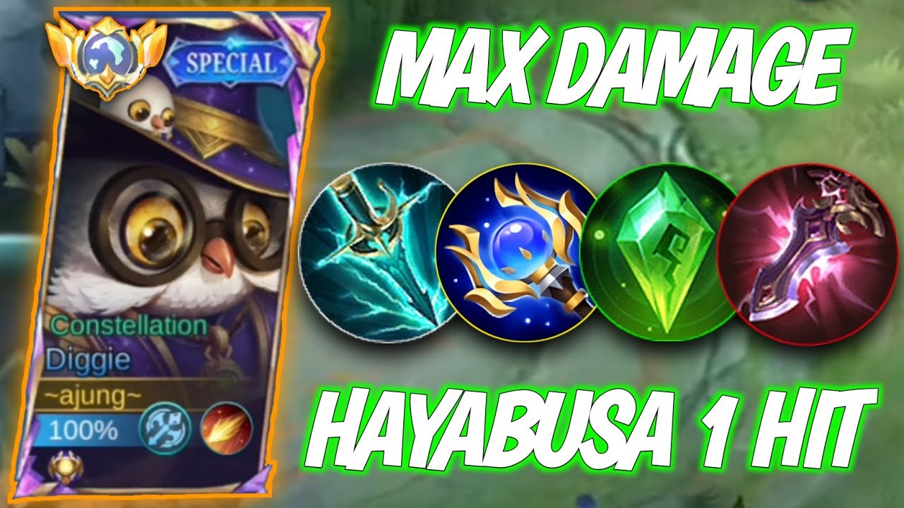 DIGGIE MAX DAMAGE HAYABUSA DAN KARRIE HANYA 1 HIT‼️BEST BUILD DIGGIE ...