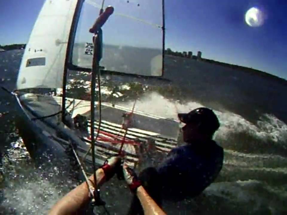Cherub sailing in 20kts+ - YouTube
