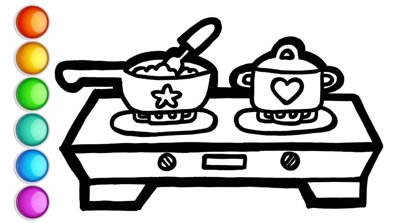 HOW TO DRAW KITCHEN UTENSIL AND STOVE 🍳 KITCHEN UTENSIL AND STOVE EASY ...