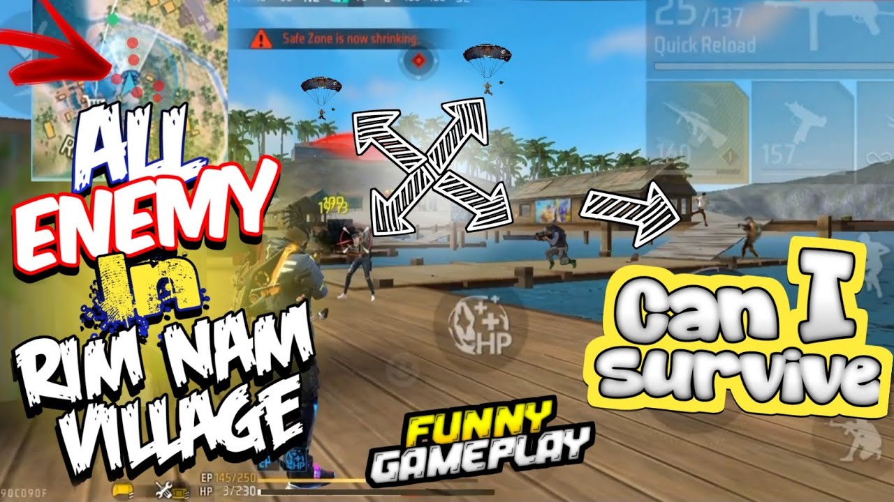 Free Fire All Enemy In Rim Nam Village🥶Can I Survive | সব এনিমি Rim Nam ...