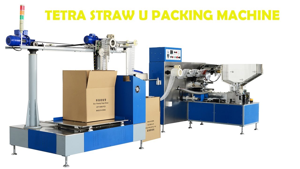 Cheap price plastic straw U type packaging wrapping packing machine ...