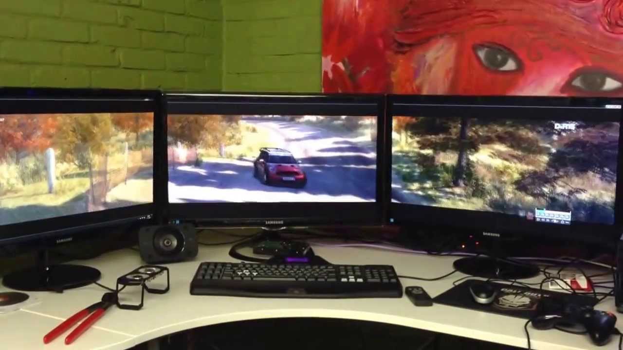 AMD EYEFINITY triple monitor 27(inch) whit 2 x amd r9 290 - YouTube