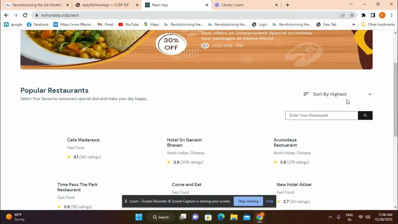 React mini project Tasty kitchens clone of swiggy and zomato - YouTube