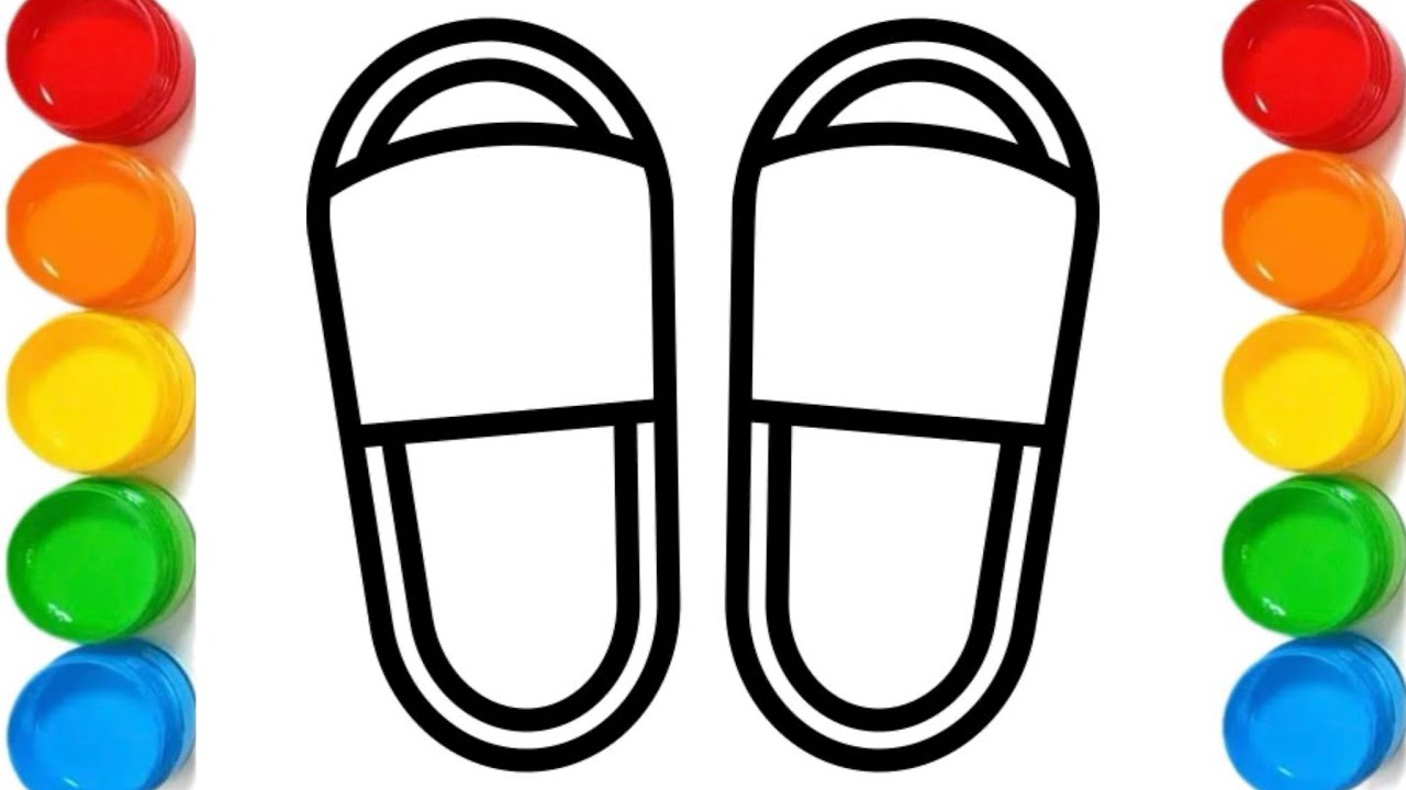 How to Draw Slipper|Rainbow Color Glitter Cute Slipper Easy Step by ...